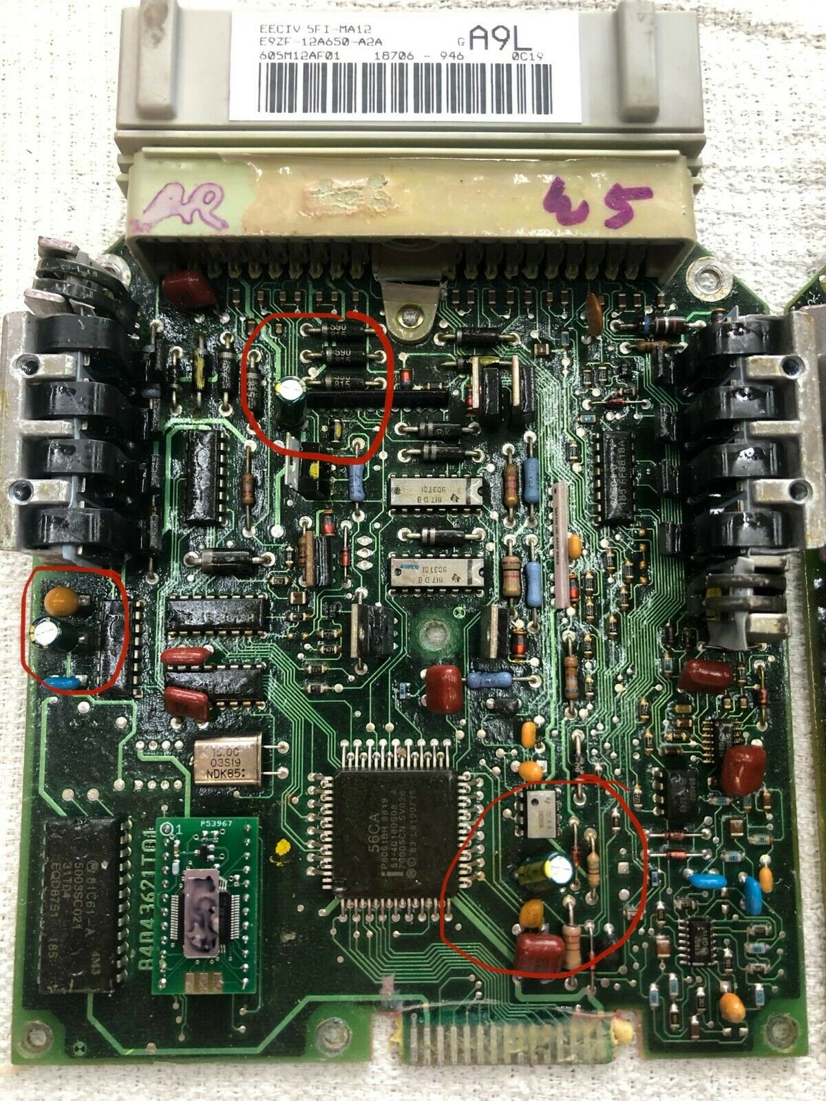 89-93 Ford Mustang 5.0L Computer Rebuild Repair Kit Capacitors A9L A9P ...